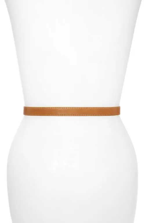 RAINA BELTS Lauren Leaf Buckle Leather Belt - Carmel