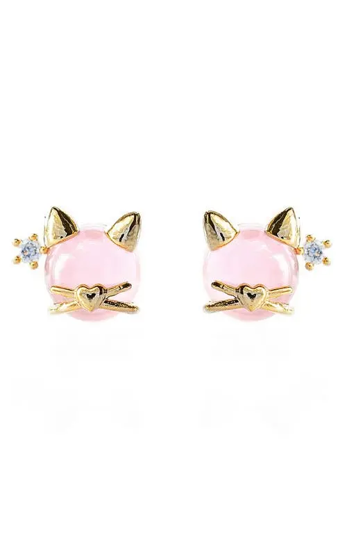 GIRLS CREW Kitty Kat Stud Earrings - Gold