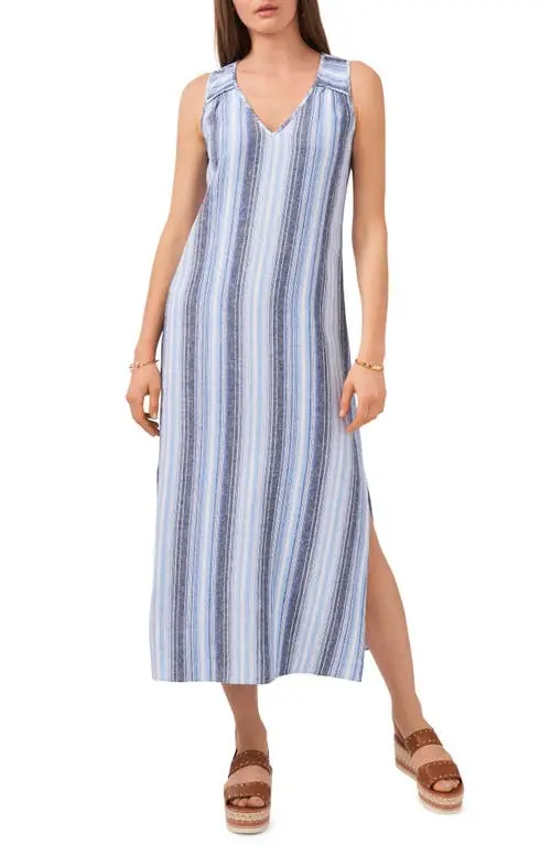 vince camuto linen dress Vince Camuto V-neck Puff Sleeve Linen-blend Maxi Dress
