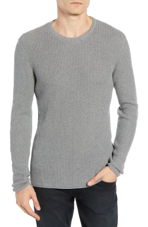 Billy Reid Regular Fit Waffle Crewneck Pullover - Grey