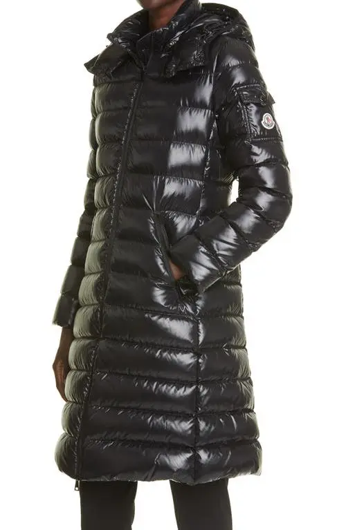 Moncler Moka Water Resistant Long Hooded Down Puffer Parka - Black