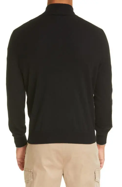 Brunello Cucinelli Quarter Zip Cashmere Pullover - Black