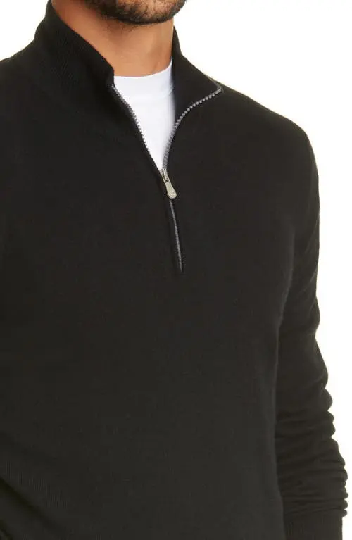 Brunello Cucinelli Quarter Zip Cashmere Pullover - Black