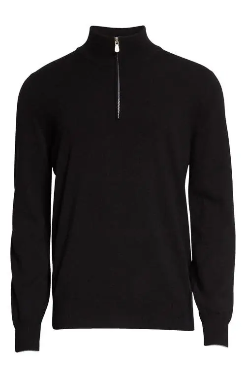Brunello Cucinelli Quarter Zip Cashmere Pullover - Black