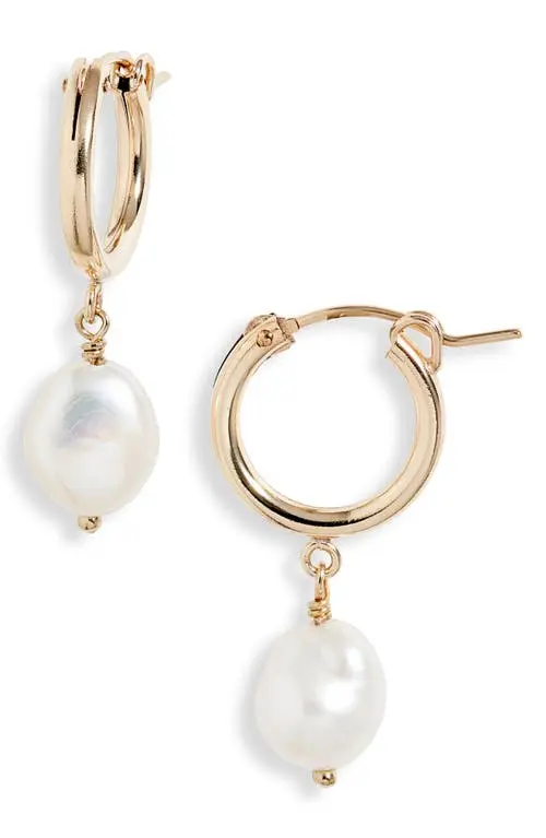 SET & STONES Adelle Keshi Pearl Hoop Earrings - Gold