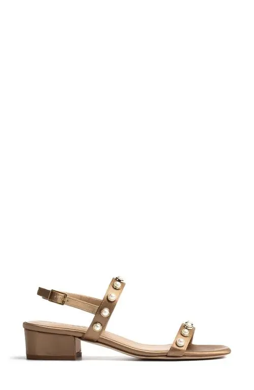 JON JOSEF Sawyer Imitation Pearl Sandal - Sand Satin