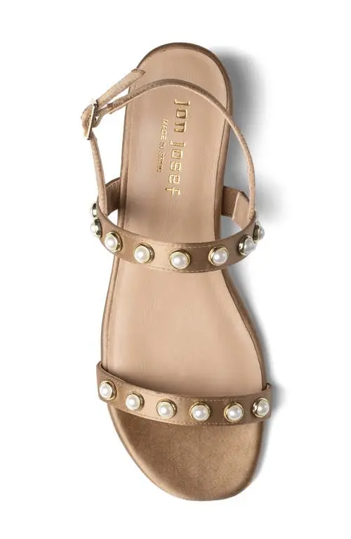 JON JOSEF Sawyer Imitation Pearl Sandal - Sand Satin