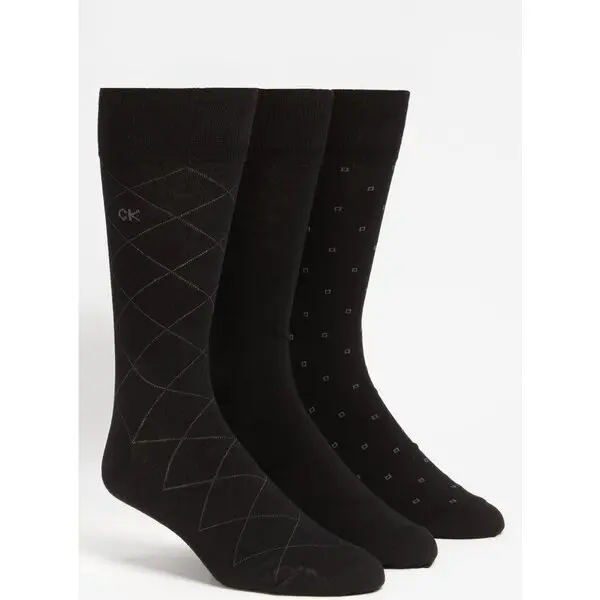 Calvin Klein 3-pack Patterned Dress Socks - Black