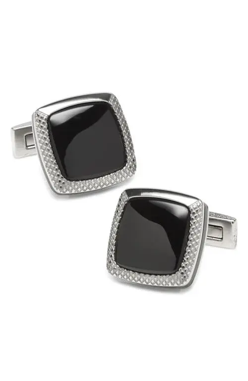 CUFFLINKS, INC. Onyx And Stainless Steel Cuff Links - Silver