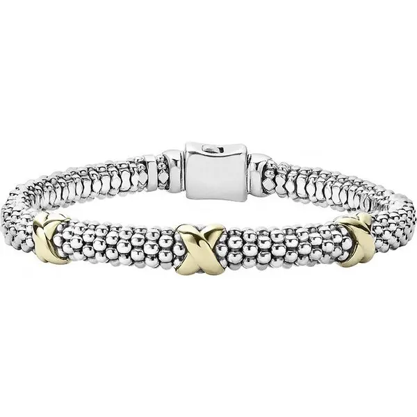 Lagos Two-tone Caviar Beaded Bracelet - Silver/gold