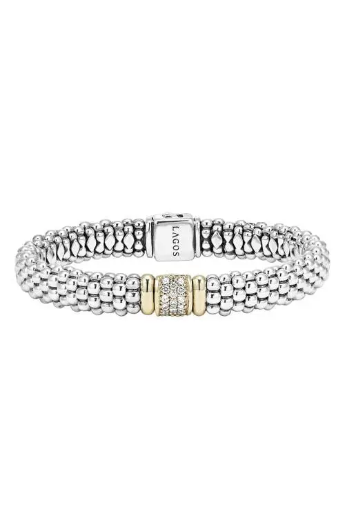 Lagos Diamond And Caviar Station Bracelet - Sterling Silver/gold