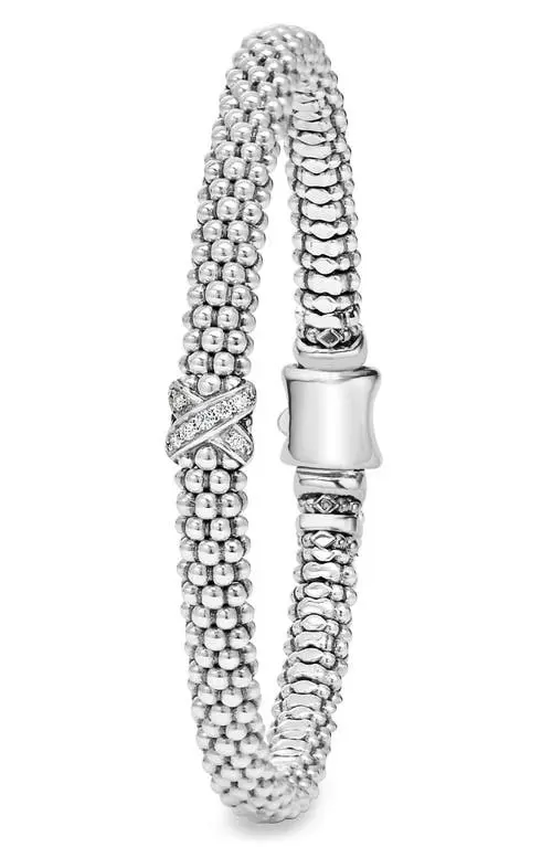 Lagos Signature Caviar Diamond Rope Bracelet - Sterling Silver