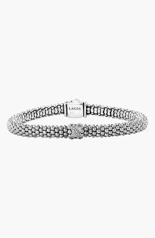Lagos Signature Caviar Diamond Rope Bracelet - Sterling Silver