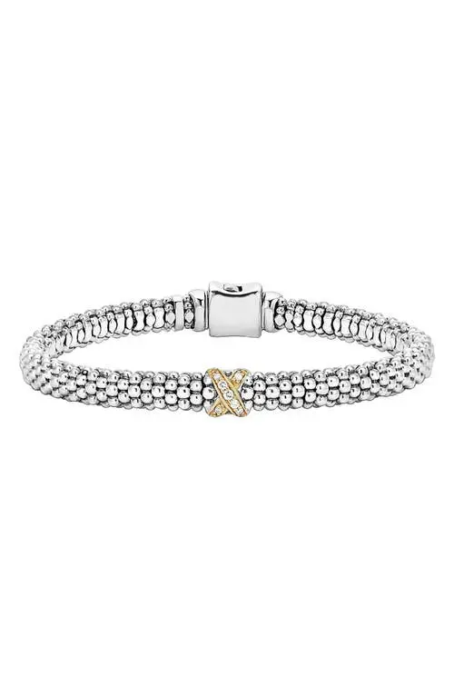 Lagos Signature Caviar Diamond Rope Bracelet - Sterling Silver/gold