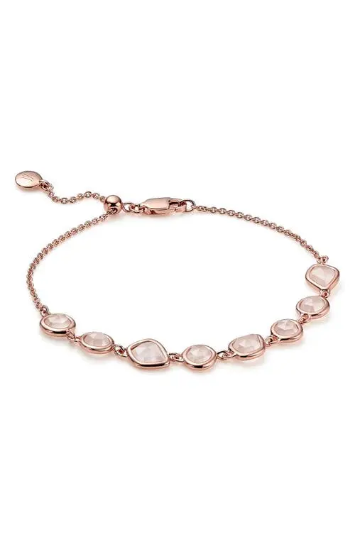 Monica Vinader Siren Mini Nugget Cluster Bracelet - Rose Gold/rose Quartz