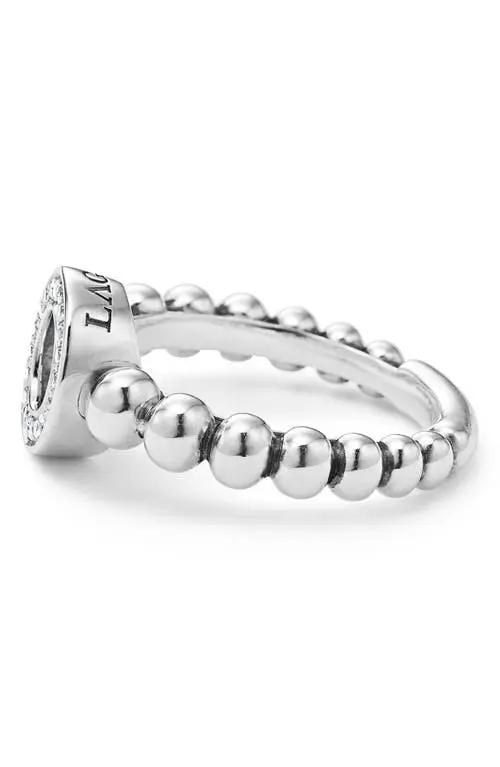Lagos Caviar Spark Diamond Open Circle Ring - Diamond/silver