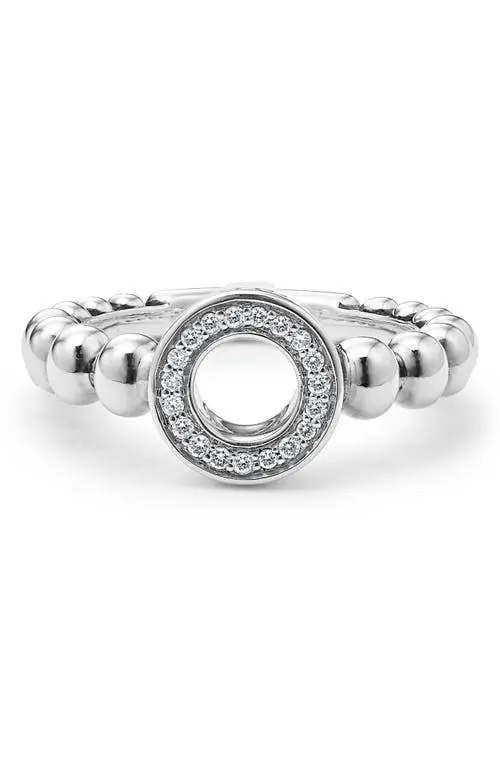 Lagos Caviar Spark Diamond Open Circle Ring - Diamond/silver