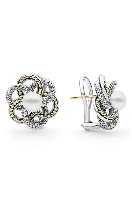 Lagos Luna Knot Cultured Pearl Studs - Pearl/silver