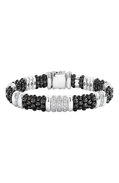 Lagos Black Caviar Diamond Station Bracelet - Silver/ceramic/diamond