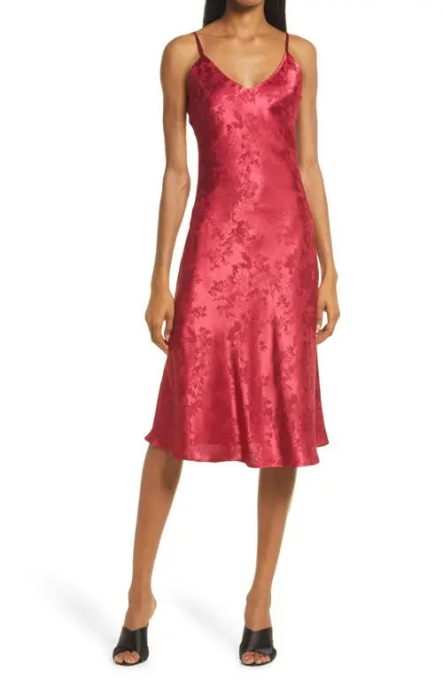 Lulus Calla Love Floral Jacquard Satin Slipdress In Burgundy - 60% Off |  Editorialist