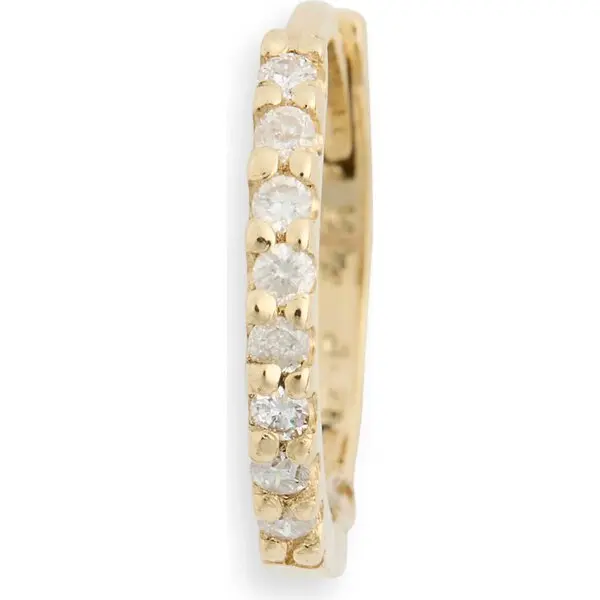 Anzie Cleo Mini Pavé Diamond Single Huggie Hoop Earring - 0.065 Ctw Yellow Gold/ Diamond