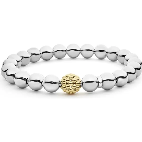 Lagos Signature Caviar Stretch Bracelet - Two-tone