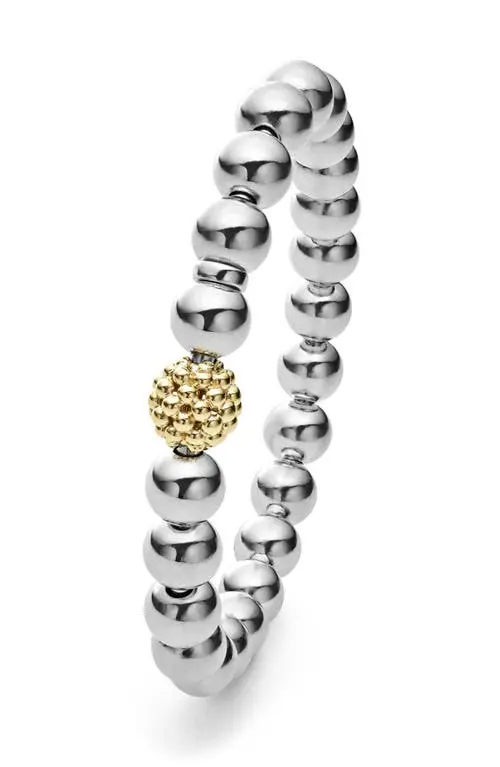 Lagos Signature Caviar Stretch Bracelet - Two-tone