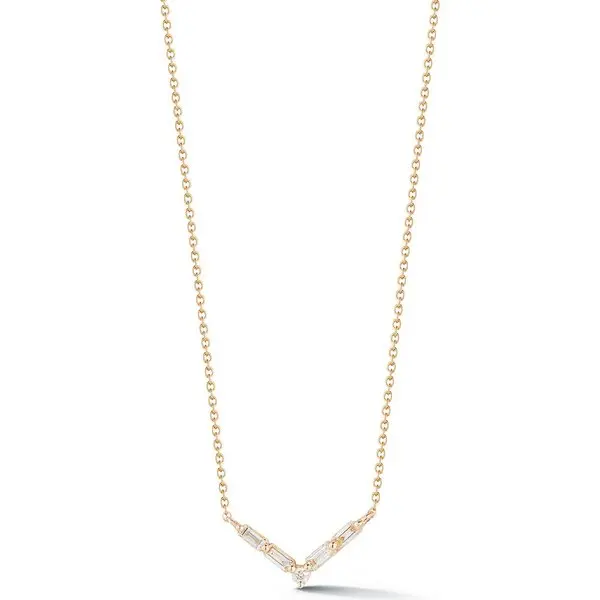 DANA REBECCA DESIGNS Sadie Pearl Mini V-shape Necklace - Yellow Gold