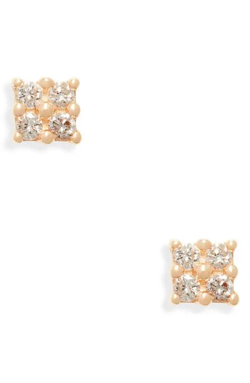 DANA REBECCA DESIGNS Mini Diamond Square Stud Earrings - Yellow Gold