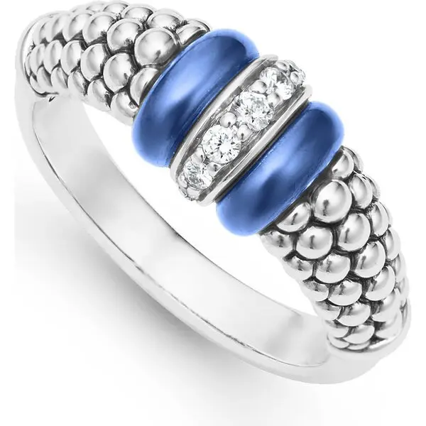 Lagos Blue Caviar Diamond Link Ring - Ultramarine