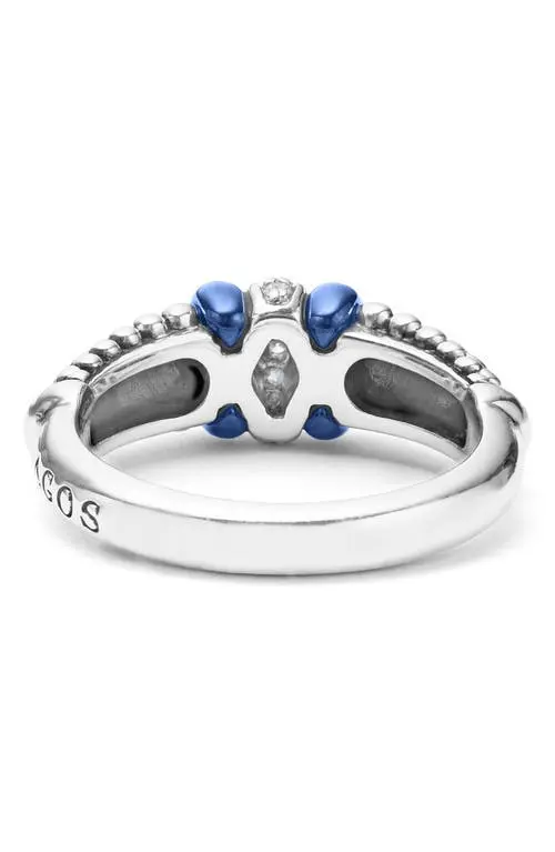 Lagos Blue Caviar Diamond Link Ring - Ultramarine