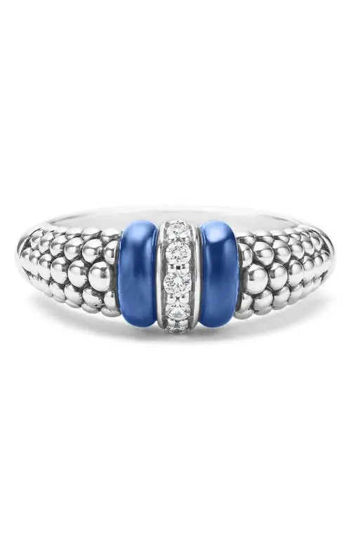 Lagos Blue Caviar Diamond Link Ring - Ultramarine