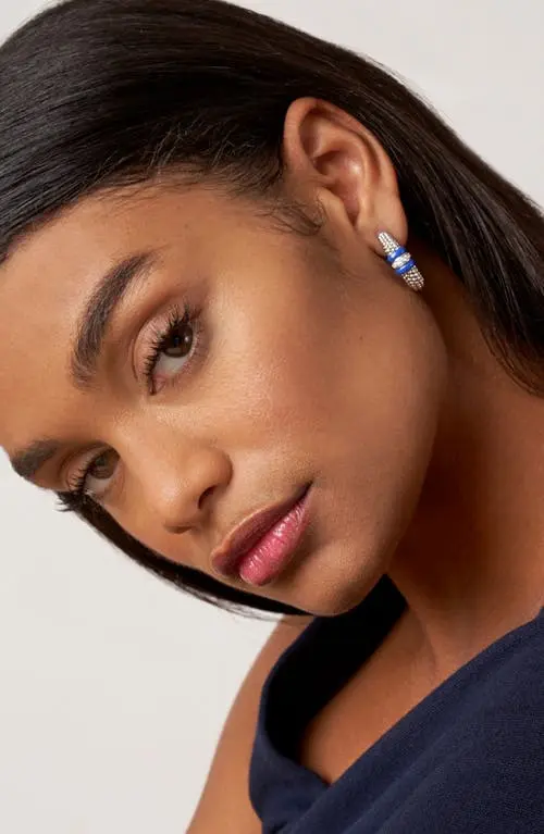 Lagos Caviar Diamond Hoop Earrings - Ultramarine