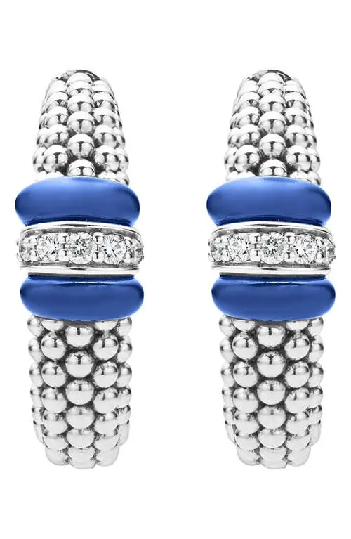 Lagos Caviar Diamond Hoop Earrings - Ultramarine