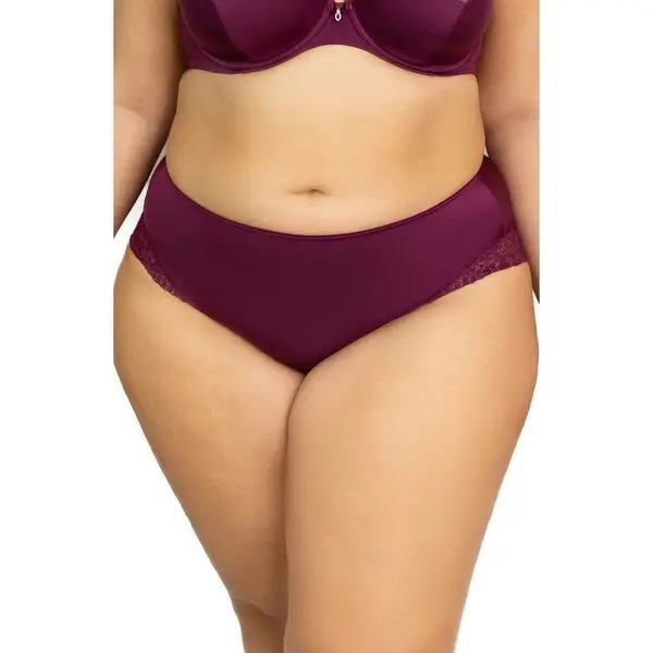 CURVY COUTURE Tulip Lace Trim Briefs - Purple Velvet
