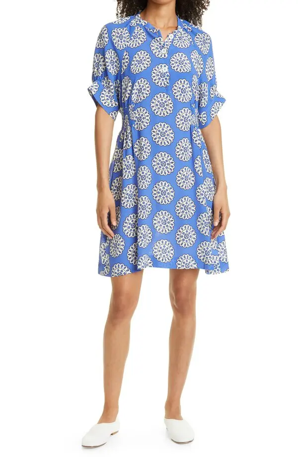 Baum Und Pferdgarten Ashley Print Dress In White Blue Rosette - 61% Off |  Editorialist