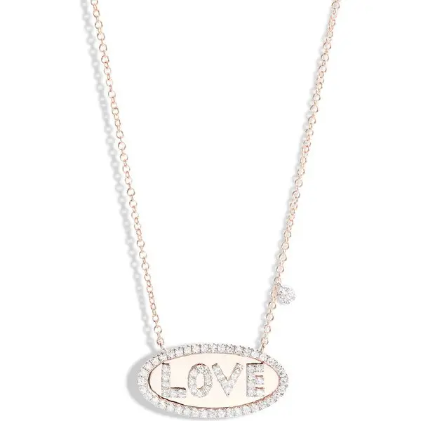 Meira T 14k Gold Love Diamond Pendant Necklace - Rose Gold