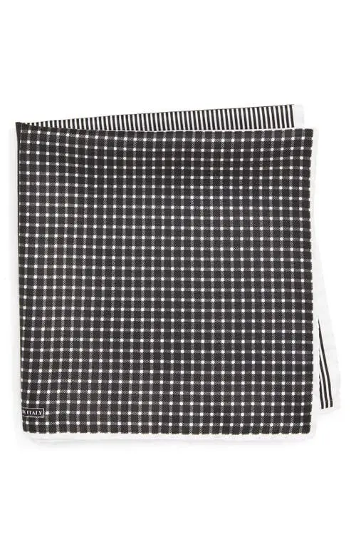 Nordstrom Panel Silk Pocket Square - Black