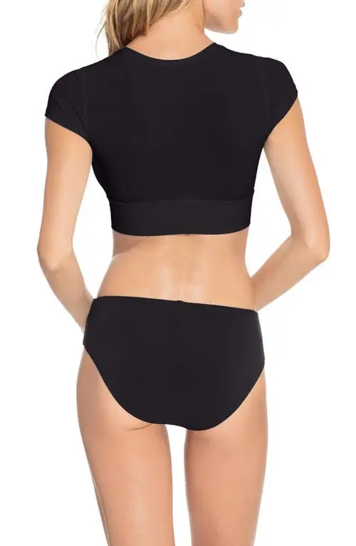 Robin Piccone Ava Knot Front Tee Bikini Top - Black