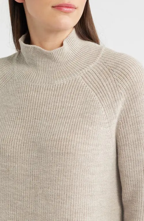 Eileen Fisher Raglan Sleeve Merino Wool Turtleneck Sweater