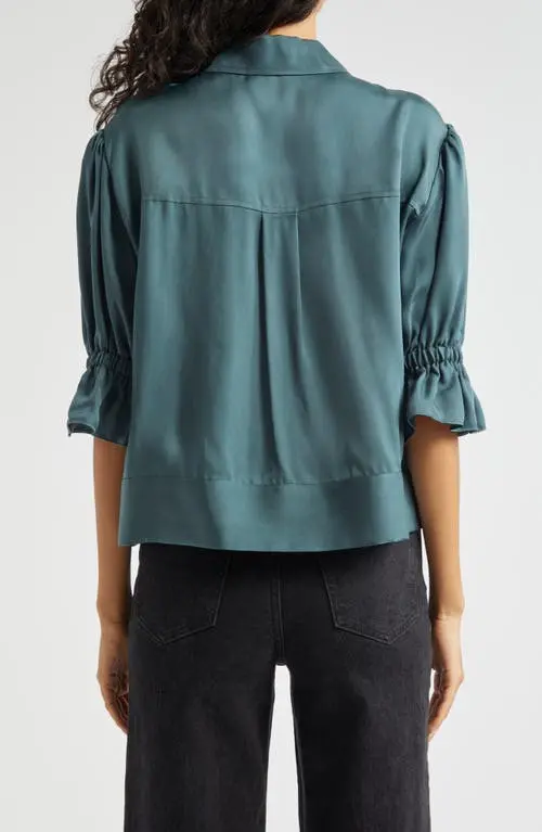 Cinq À Sept Holly Ruffle-sleeve Jacket - Green Onyx