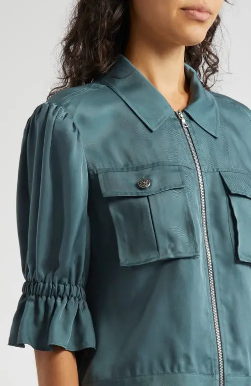 Cinq À Sept Holly Ruffle-sleeve Jacket - Green Onyx