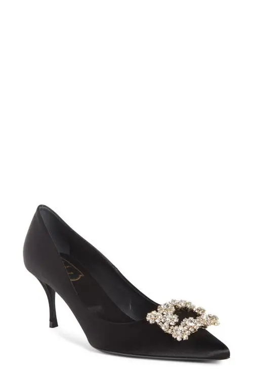 ROGER VIVIER Sin Crystal Buckle Pointed Toe Pump
