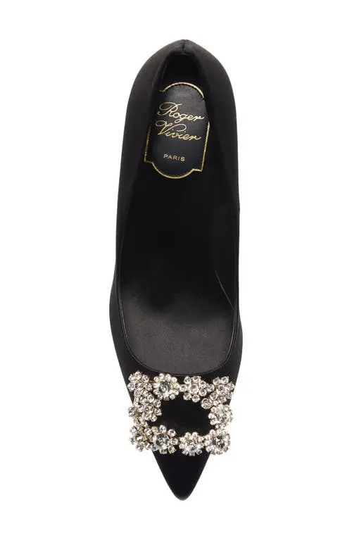 ROGER VIVIER Sin Crystal Buckle Pointed Toe Pump