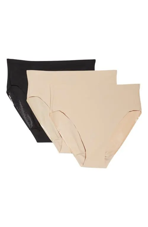 TC Shapewear 3-pack Matte Micro High Cut Panties - Warm Beige/ Warm Beige/ Black