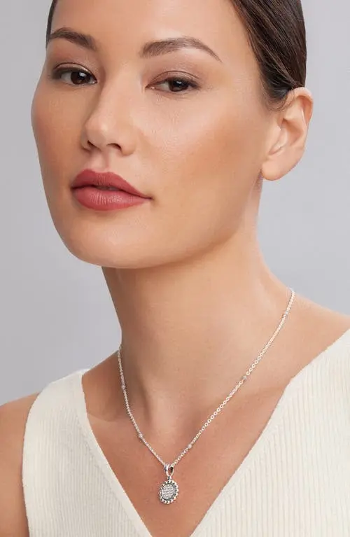 Lagos Caviar Spark Diamond Pavé Circle Pendant Necklace - Silver