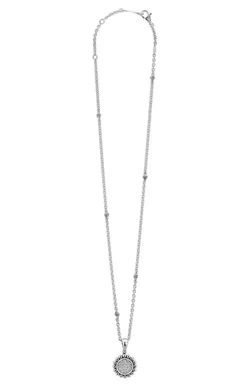 Lagos Caviar Spark Diamond Pavé Circle Pendant Necklace - Silver