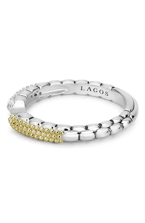 Lagos Caviar Lux Open Stacking Diamond Ring - Two Tone/diamond