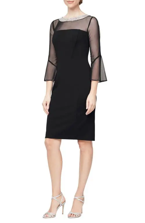Alex Evenings Embellished Shift Cocktail Dress - Black