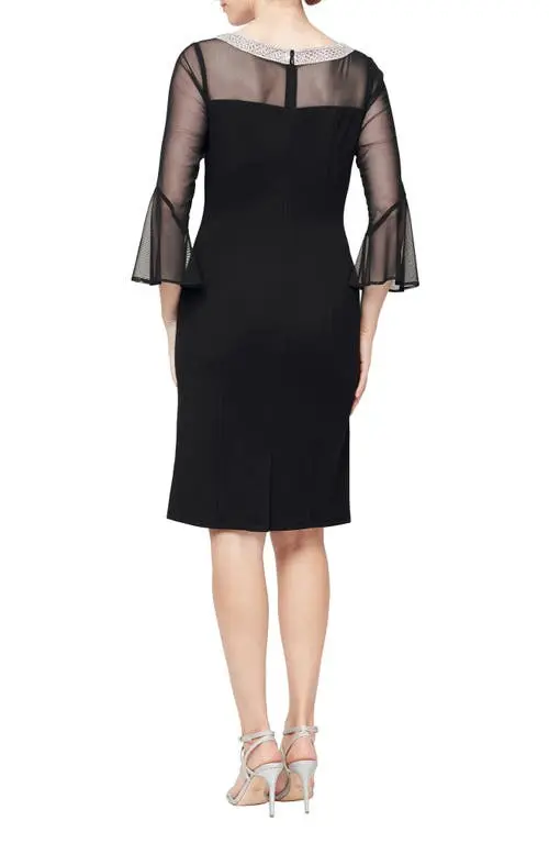 Alex Evenings Embellished Shift Cocktail Dress - Black